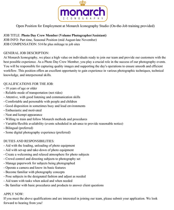 Open positions - Monarch Iconography