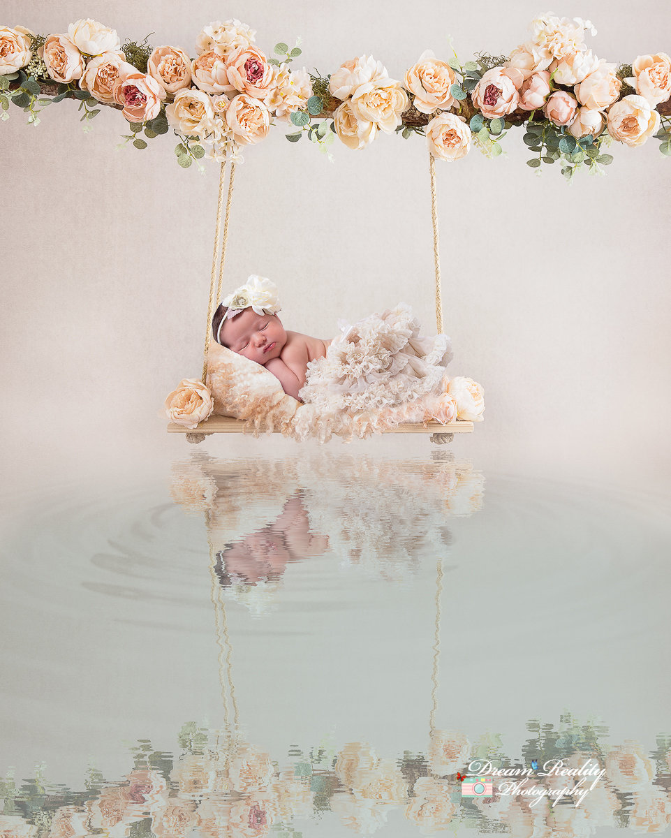 Newborn themes with floral swings with water reflections { Manalapan ...