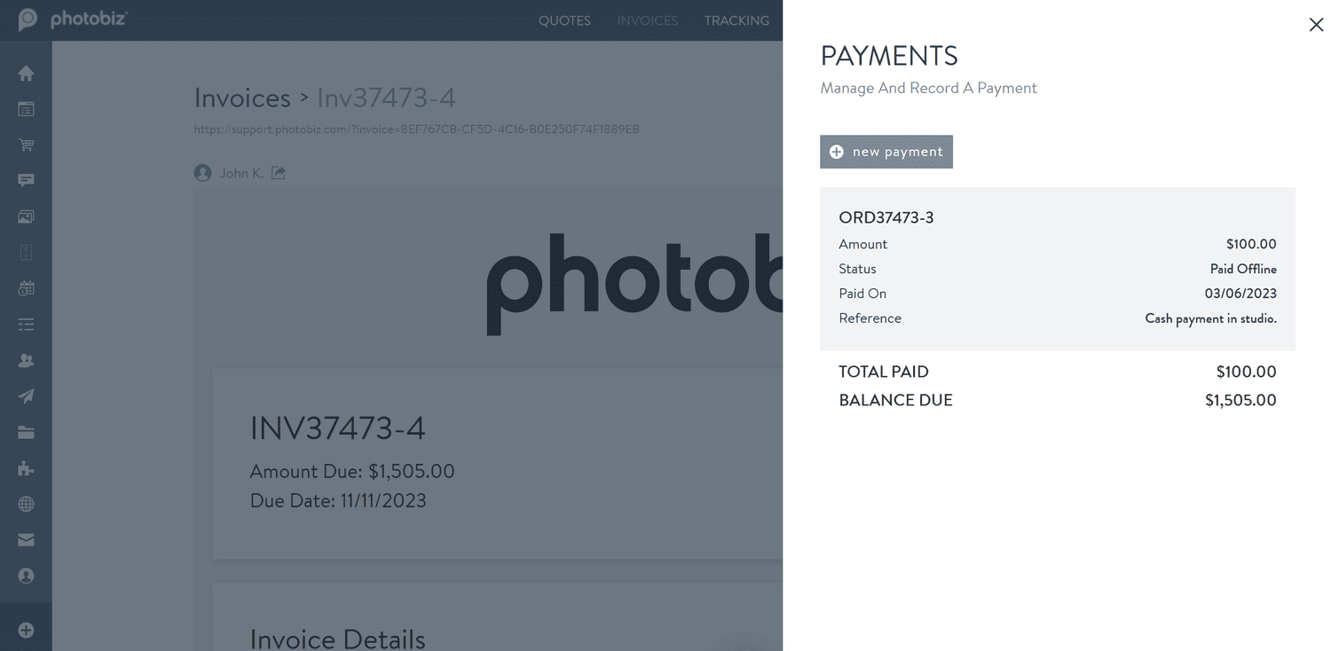 How do I update an invoice to reflect an offline payment? - PhotoBiz ...