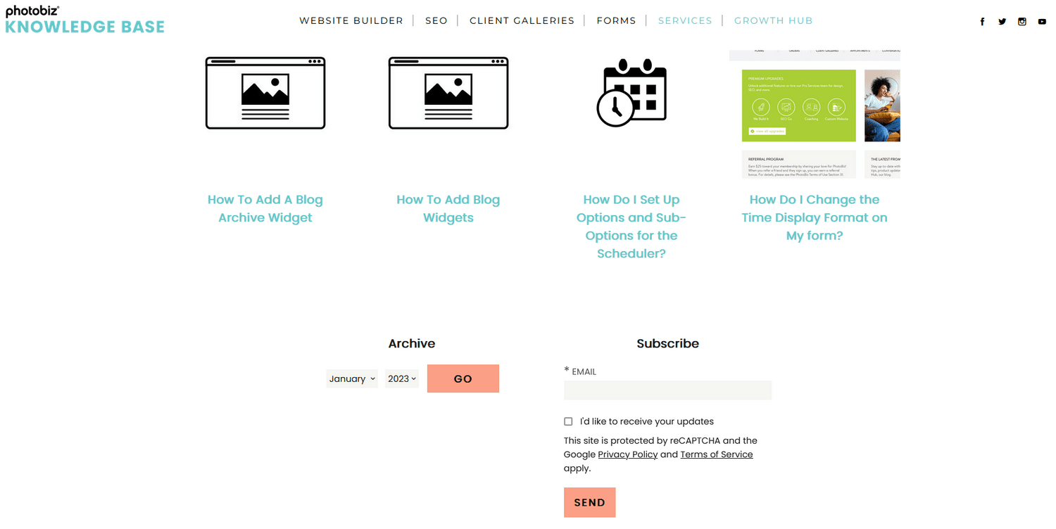 How To Add A Blog Subscription Form Widget - PhotoBiz Knowledge Base