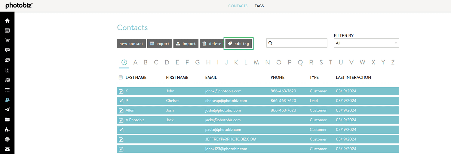 How can I tag multiple contacts at the same time? - PhotoBiz Knowledge Base