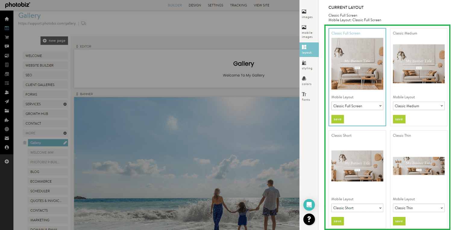 How To Change The Banner Block Layout - PhotoBiz Knowledge Base