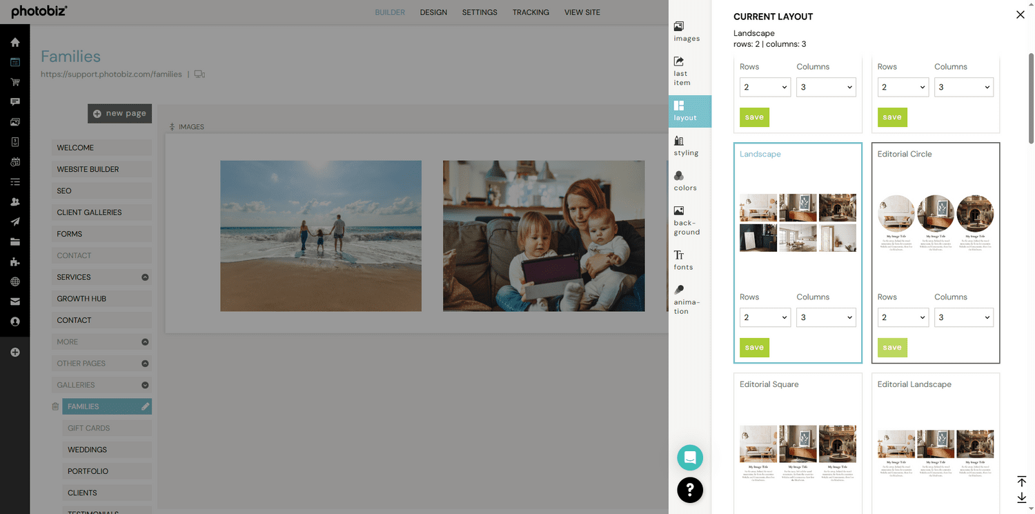 How to Change a Block Layout on Your Website - PhotoBiz Knowledge Base