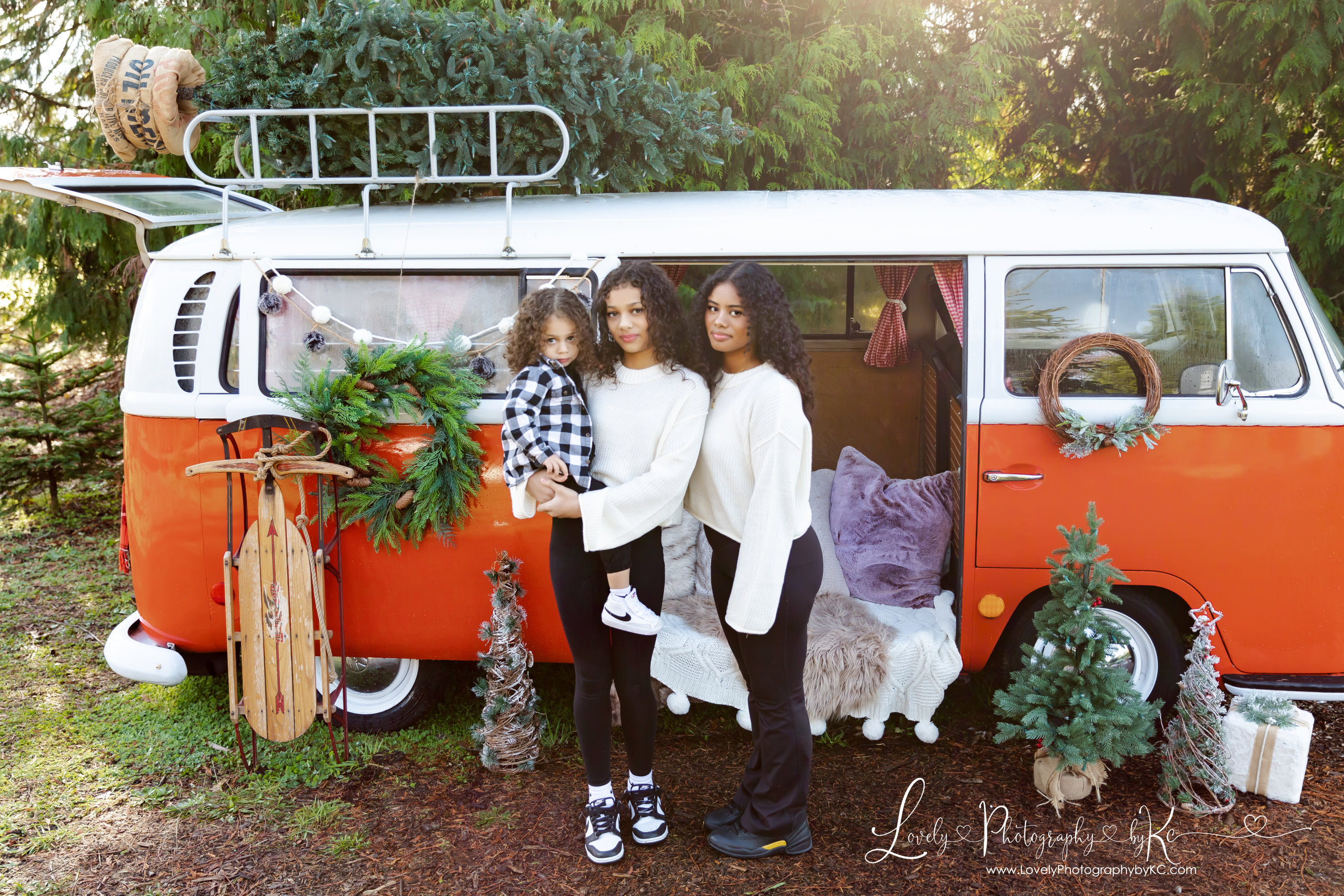 Christmas On Location Red Volkswagen Bus - Family & Children Tacoma ...